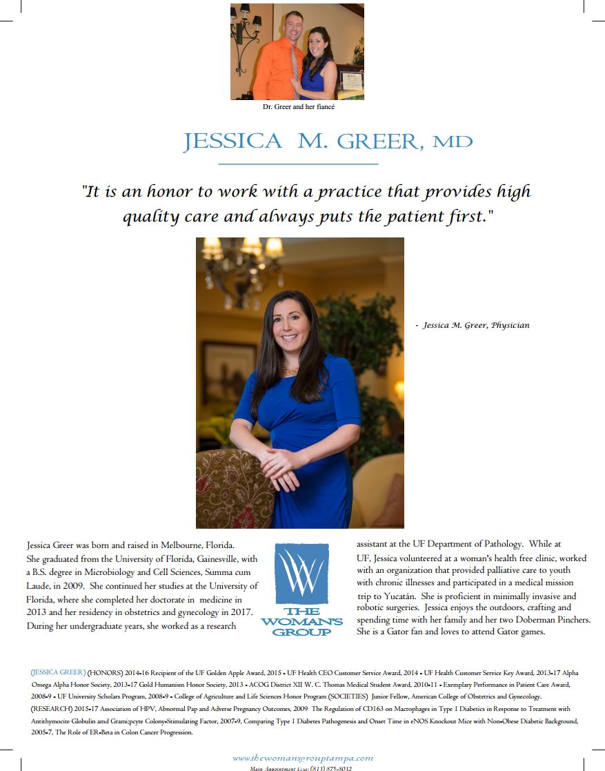 Jessica Greer, MD - The Woman's Group OB GYN Tampa Florida